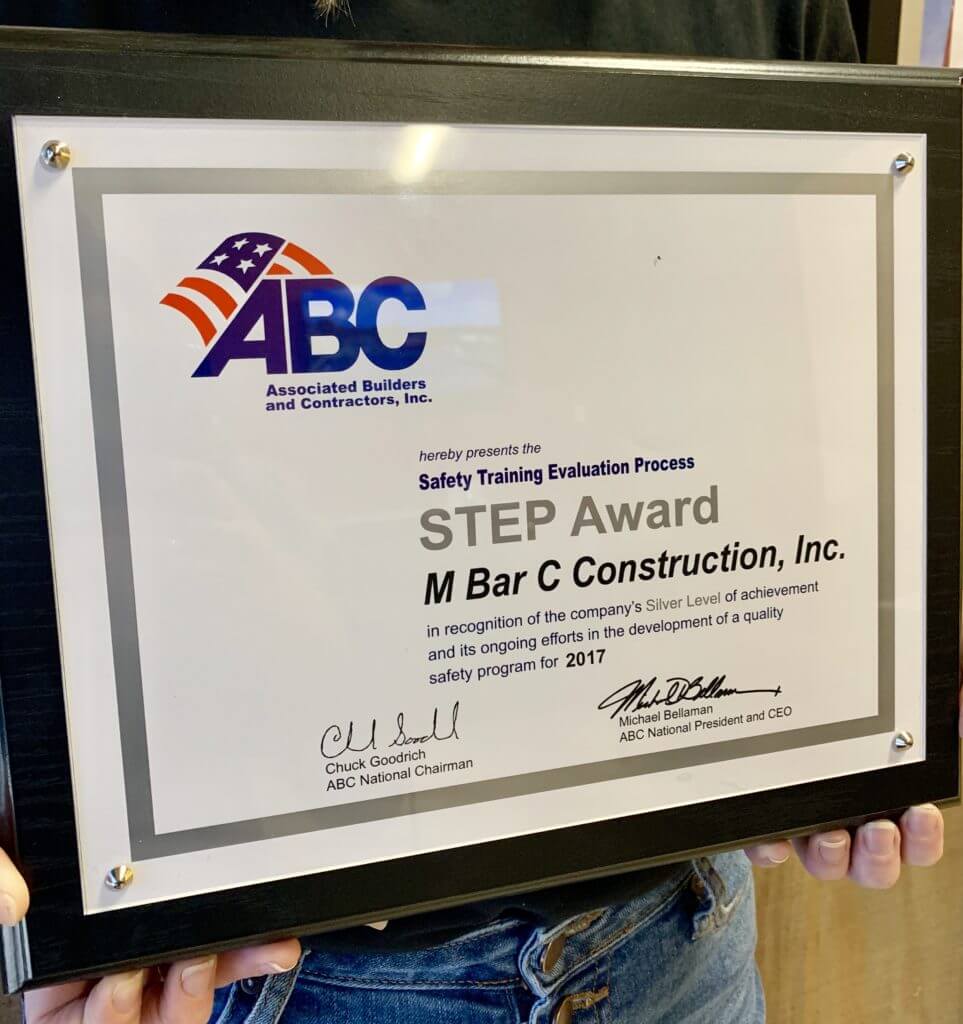 M Bar C Construction Receives ABC STEP Safety Award
